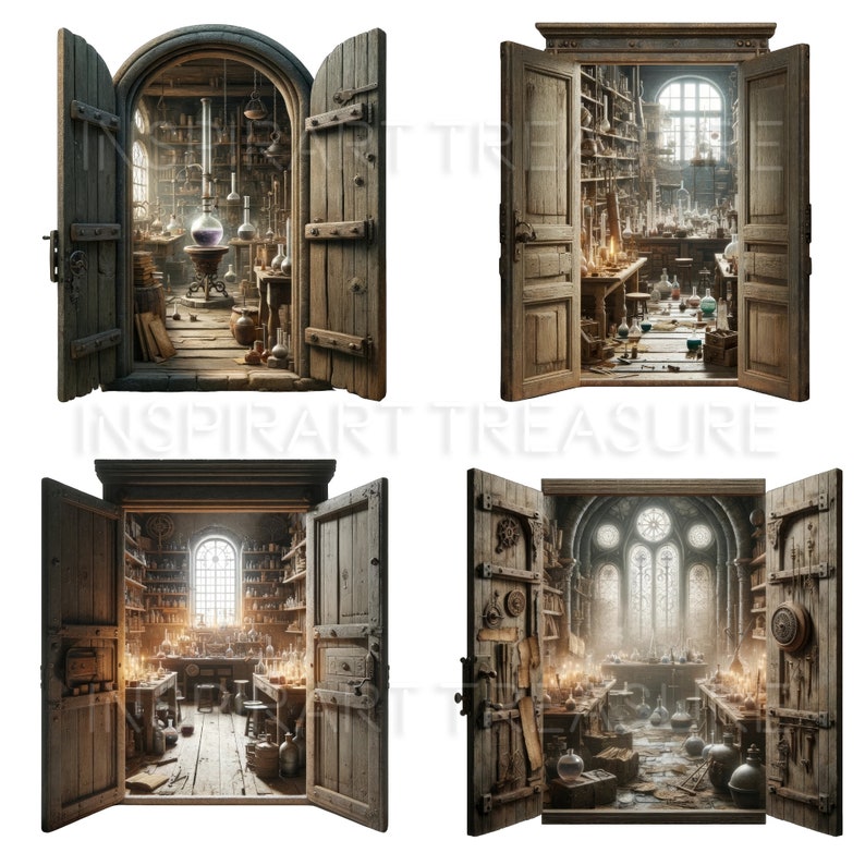 Alchemy Laboratory Clipart, Enchanting Wiccan Art, Ancient Mystic Lab ...