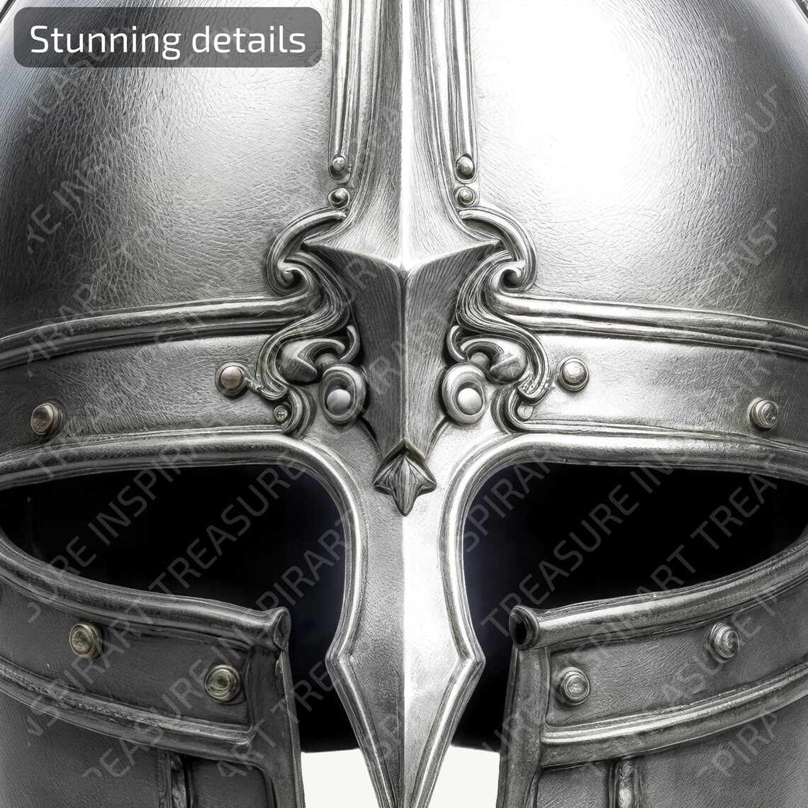 Fantasy Medieval Helmet Clipart Silver Warrior Helmet PNG Printable ...