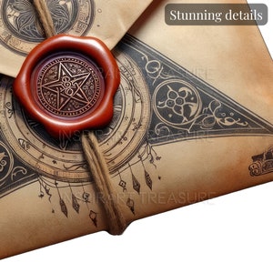 Magical Envelope Clipart, Enchanted Scroll Design, Wax Seal, Digital ...