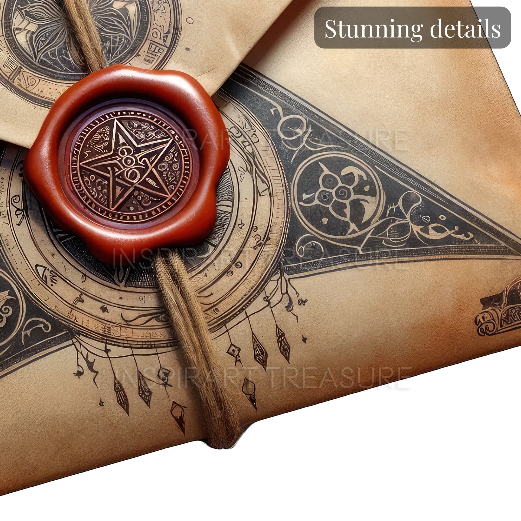 Magical Envelope Clipart, Enchanted Scroll Design, Wax Seal, Digital ...