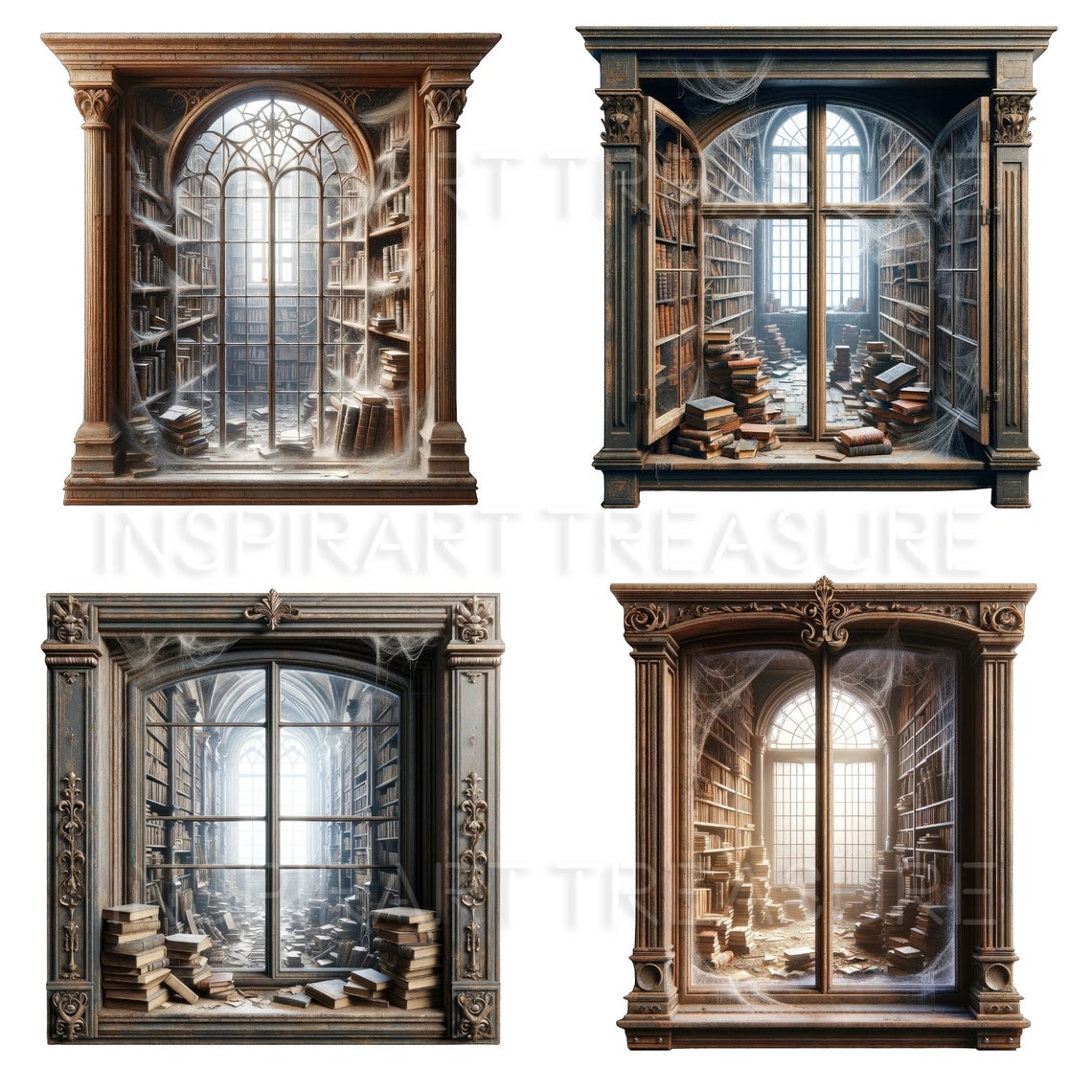 Forgotten Ancient Library Clipart, Library Books PNG, Fantasy Library ...