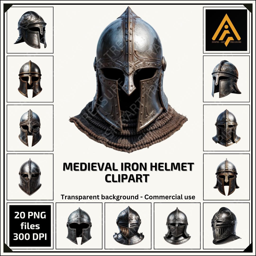 Fantasy Medieval Helmet Clipart Iron Warrior Helmet PNG Printable ...