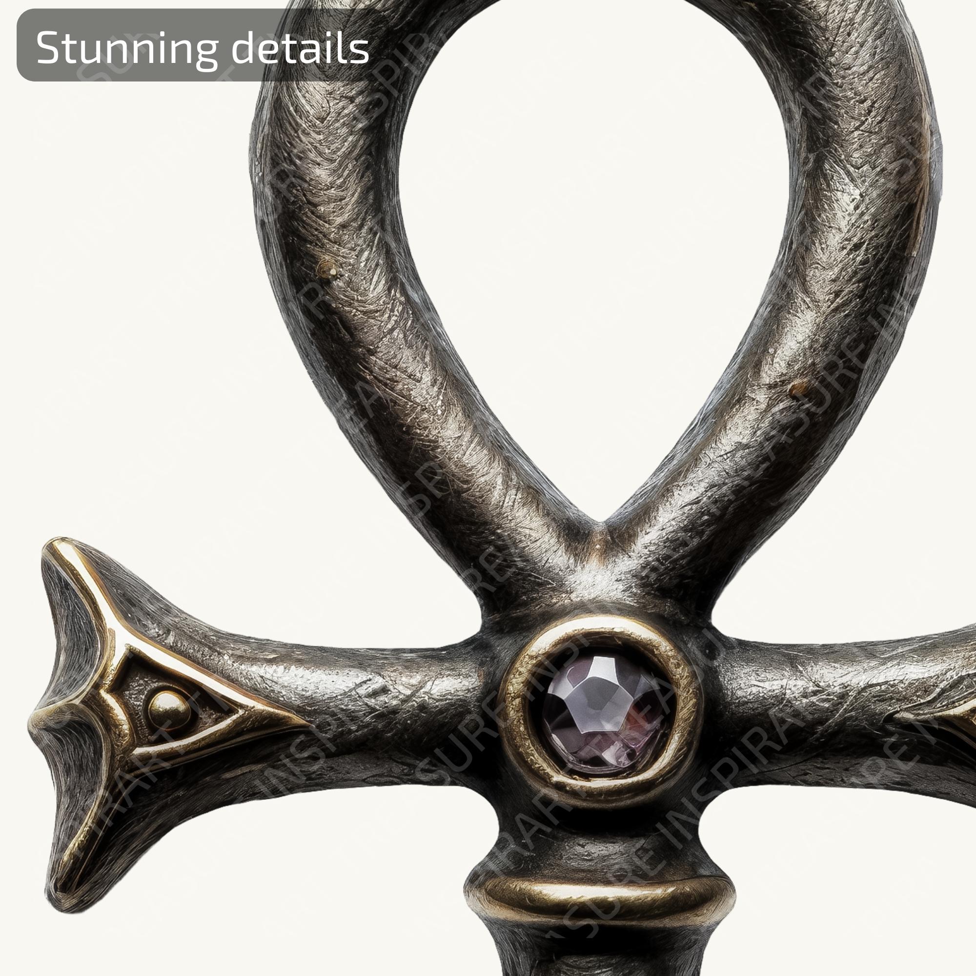 Egyptian Ankh Cross PNG Weathered Iron, Silver, Gold Ankh PNG Set ...