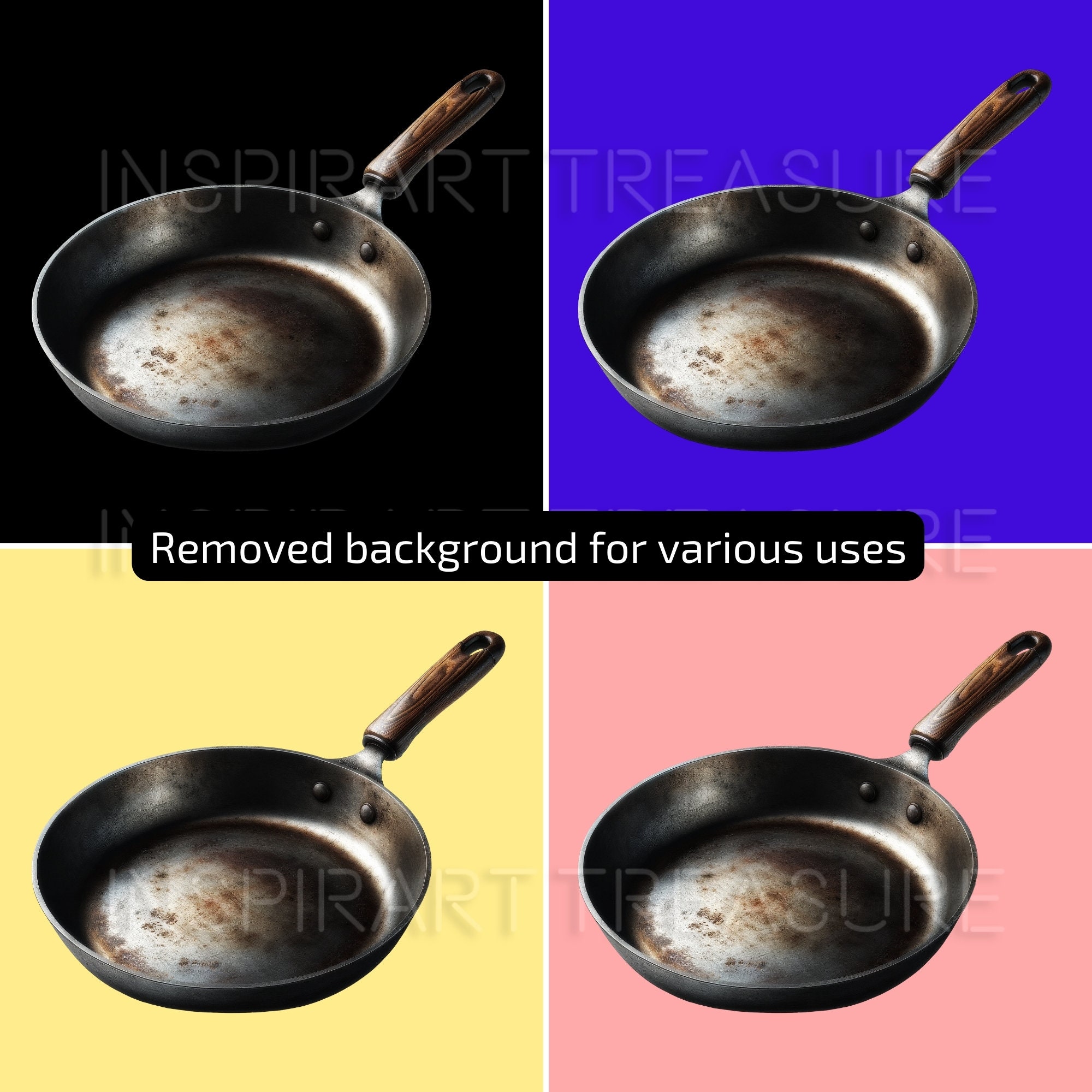 Vintage Frying Pan Clipart, Old Kitchen Pan PNG Kit, Perfect for Dnd ...