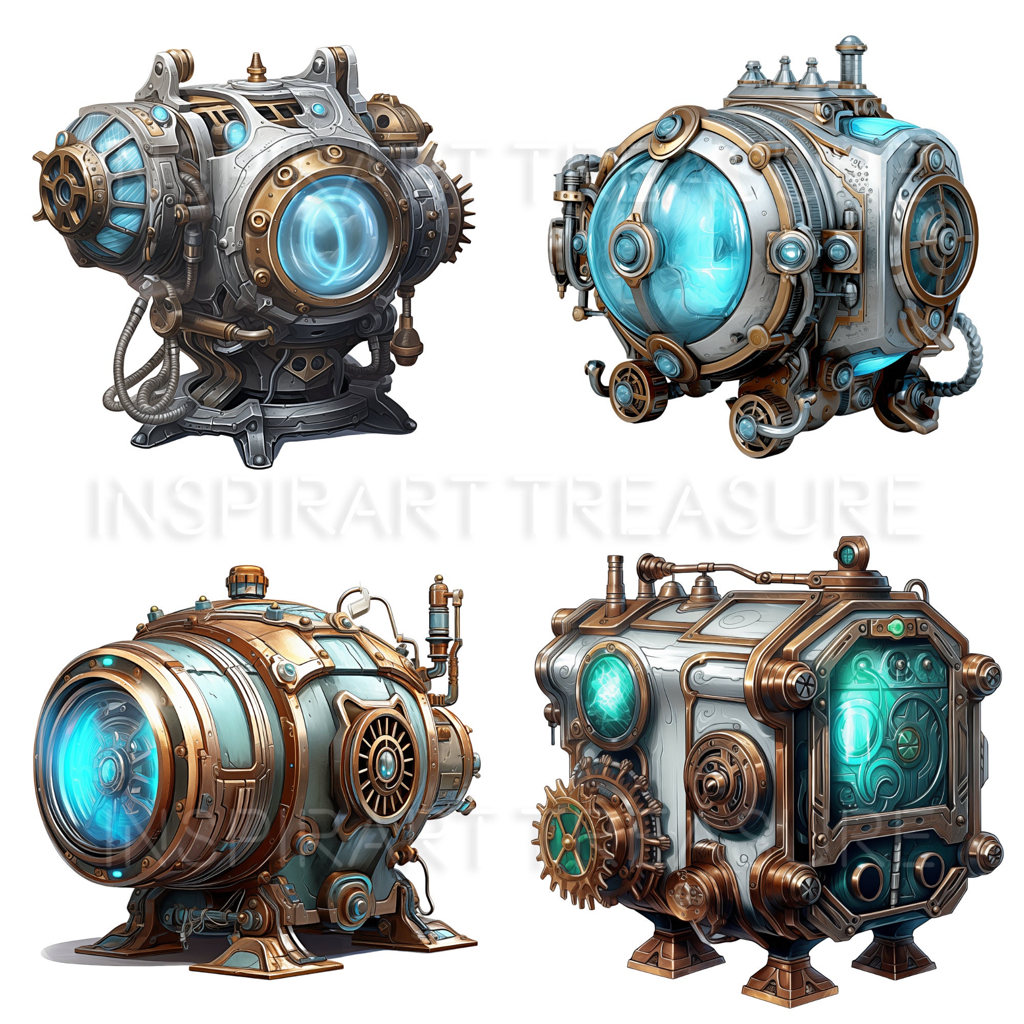 Steampunk Machine Clipart Vintage Mechanical Imagery, Perfect for ...