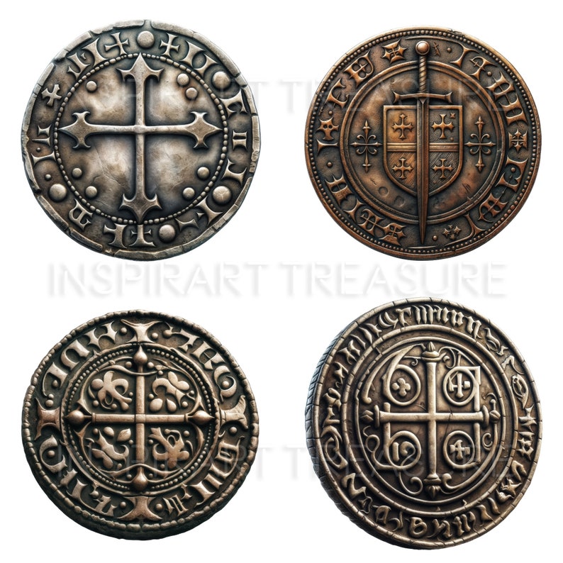 Fantasy Metal Coins Clipart, DND Metal Coin PNG Fantasy Currency Art ...