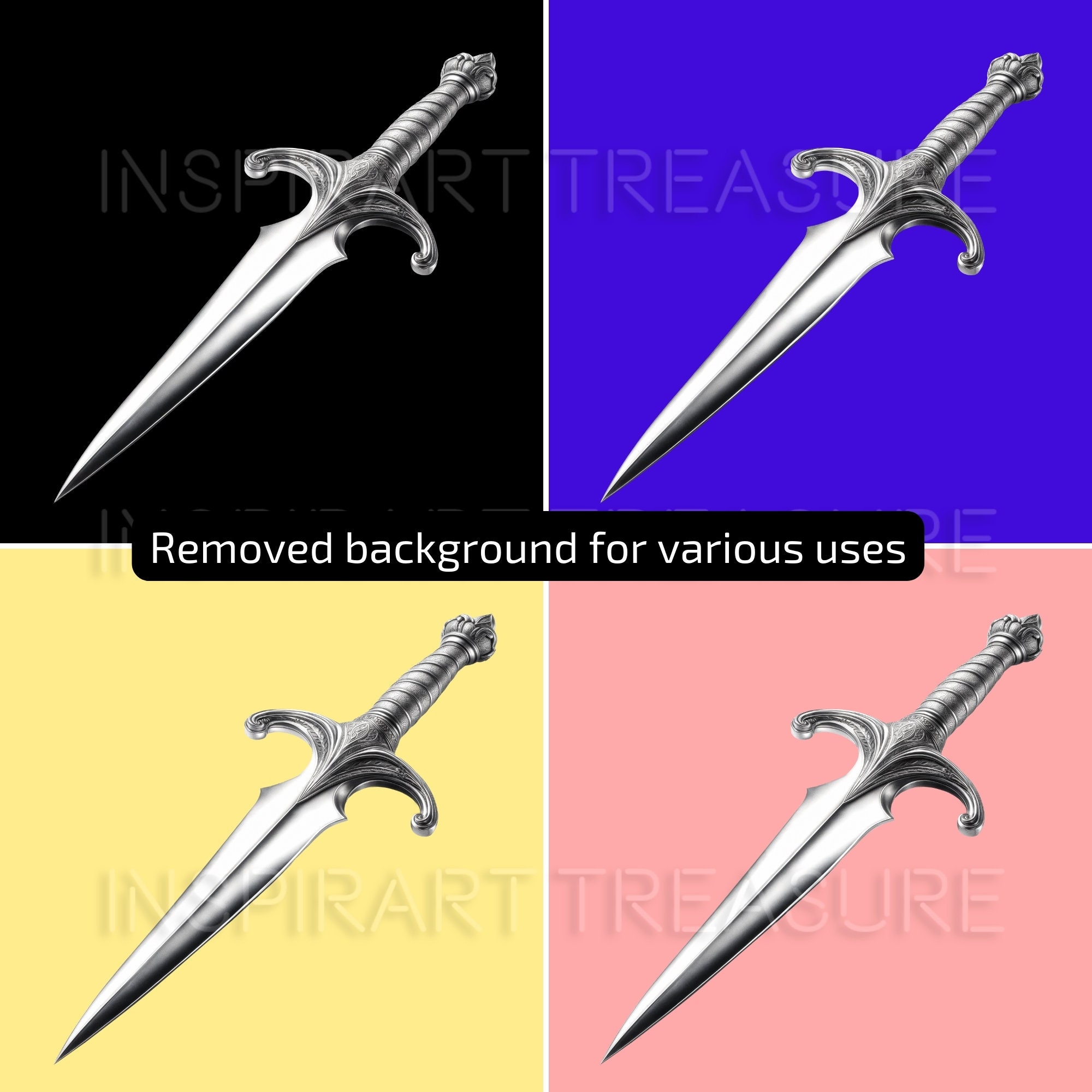 Fantasy Gold Dagger Clipart Bundle, Medieval Dagger Designs for DIY ...