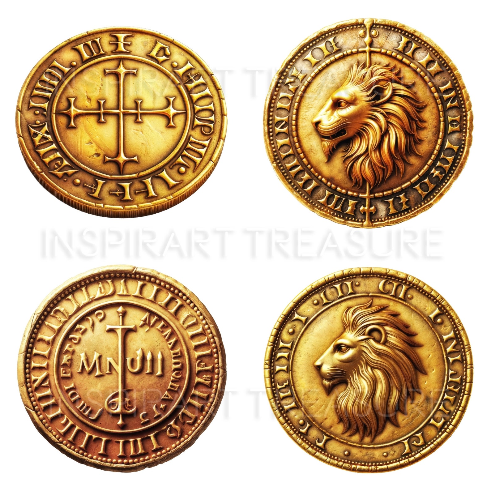 Fantasy Gold Coins Clipart, DND Coins Gold PNG Fantasy Currency Art ...