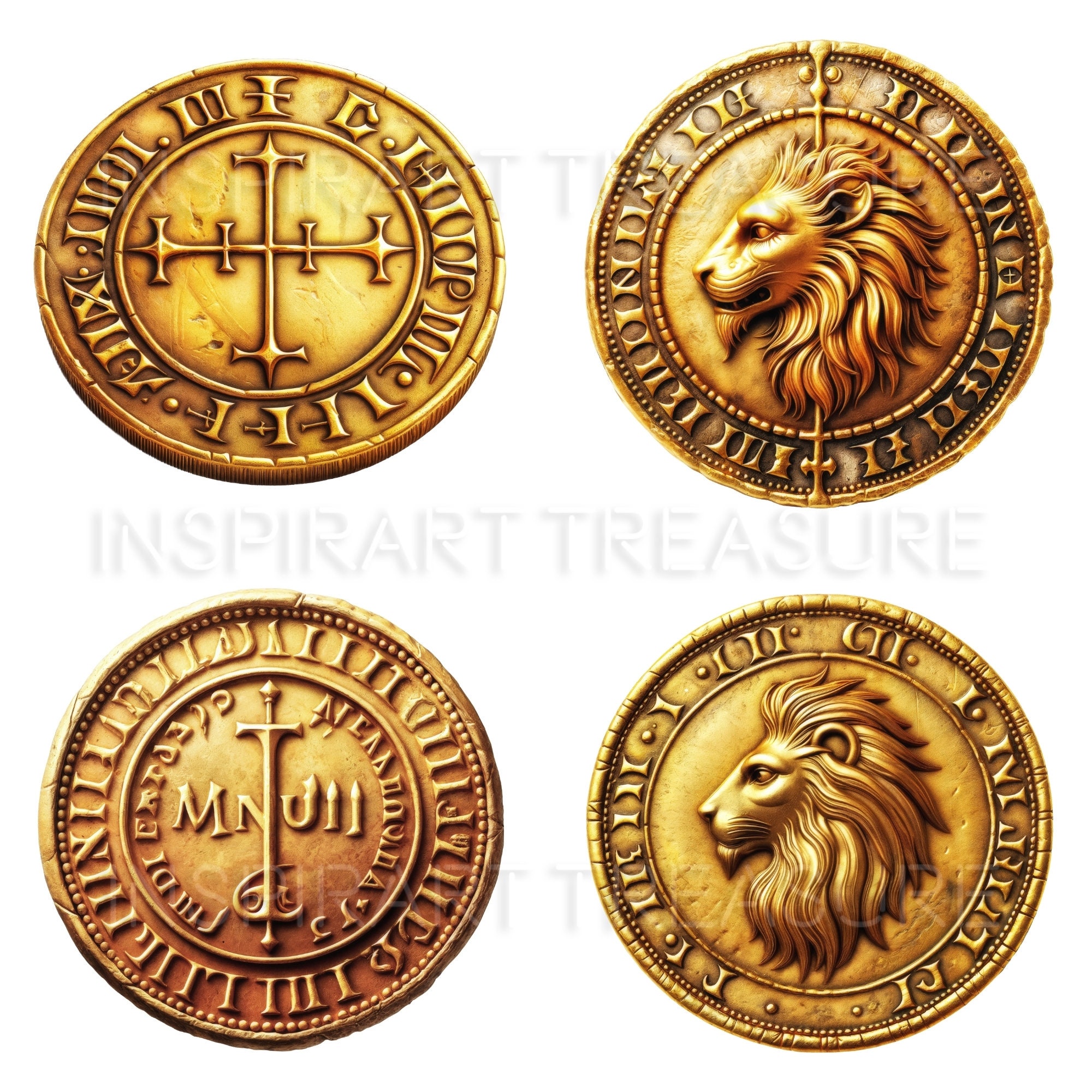 Fantasy Gold Coins Clipart, DND Coins Gold PNG Fantasy Currency Art ...