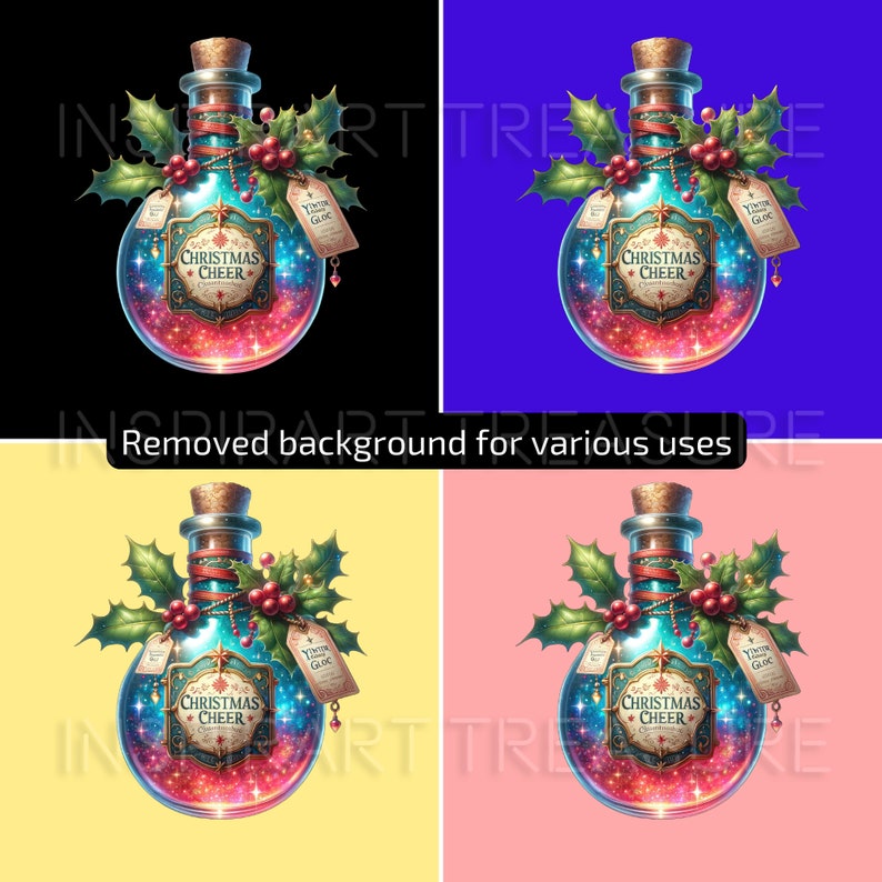 Whimsical Christmas Potion Bottle Clipart Digital Festive Holiday ...