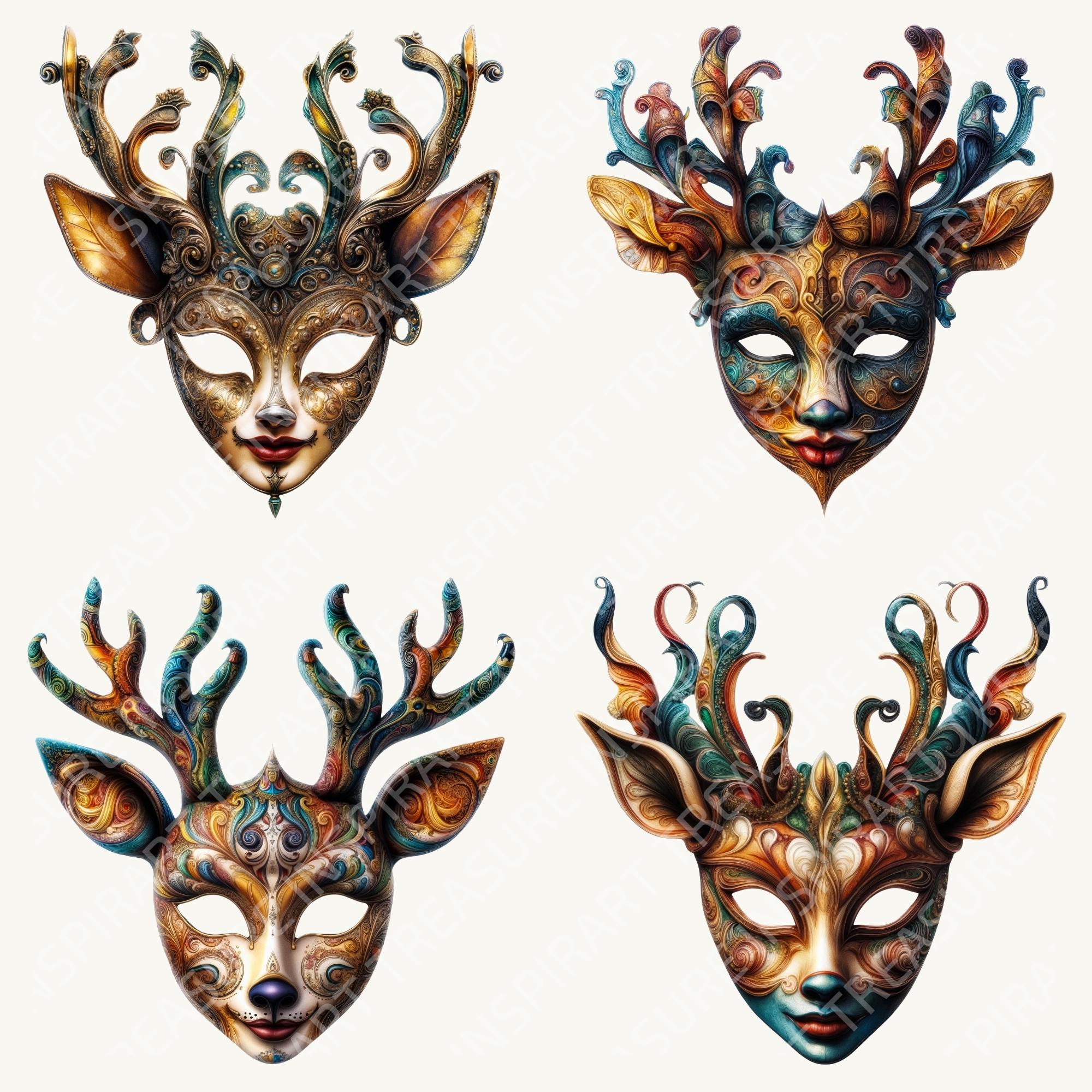 Fantasy Animal Masquerade Mask PNG Clipart Printable Animal Mask Full ...