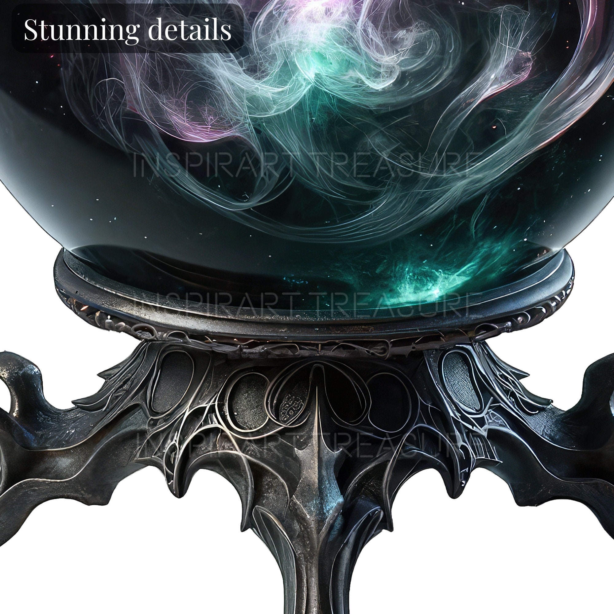 Dark Magic Glass Ball Clipart PNG, Oracle Cards Digital Scrapbook Paper ...