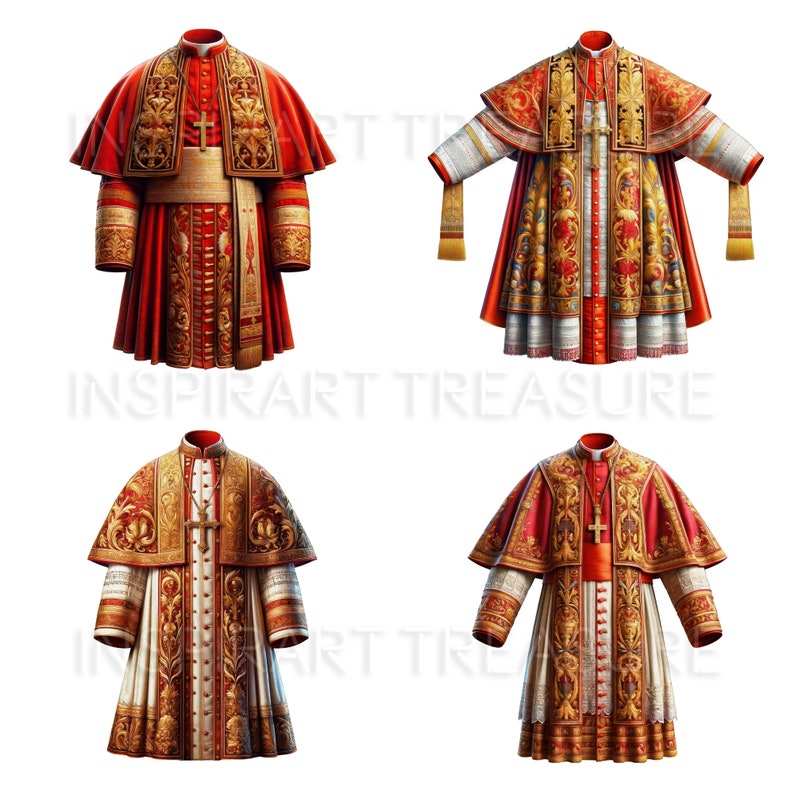 Cardinal Ceremonial Robe Clipart Pope Robe Art Fantasy Priest Dress for ...