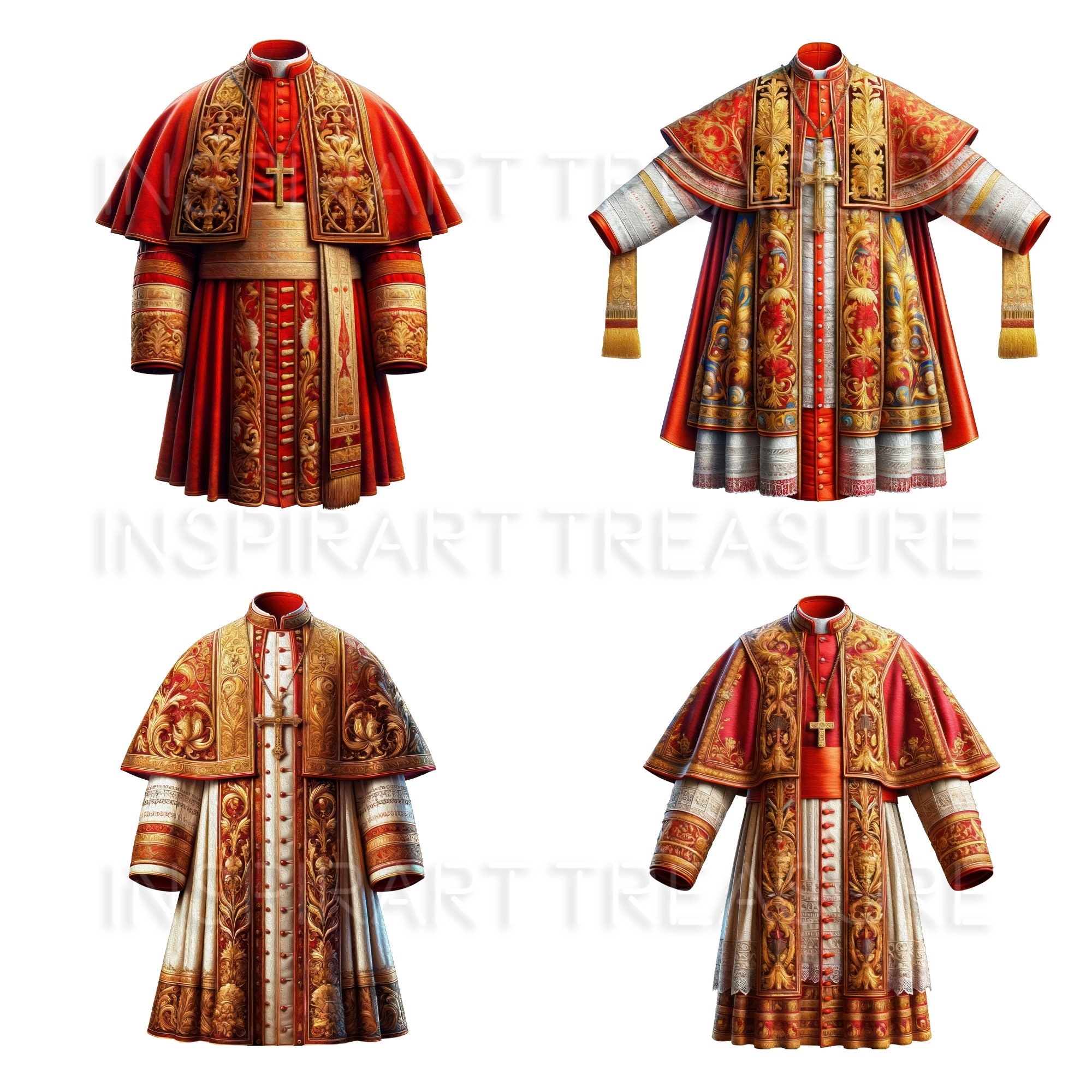 Cardinal Ceremonial Robe Clipart Pope Robe Art Fantasy Priest Dress for ...