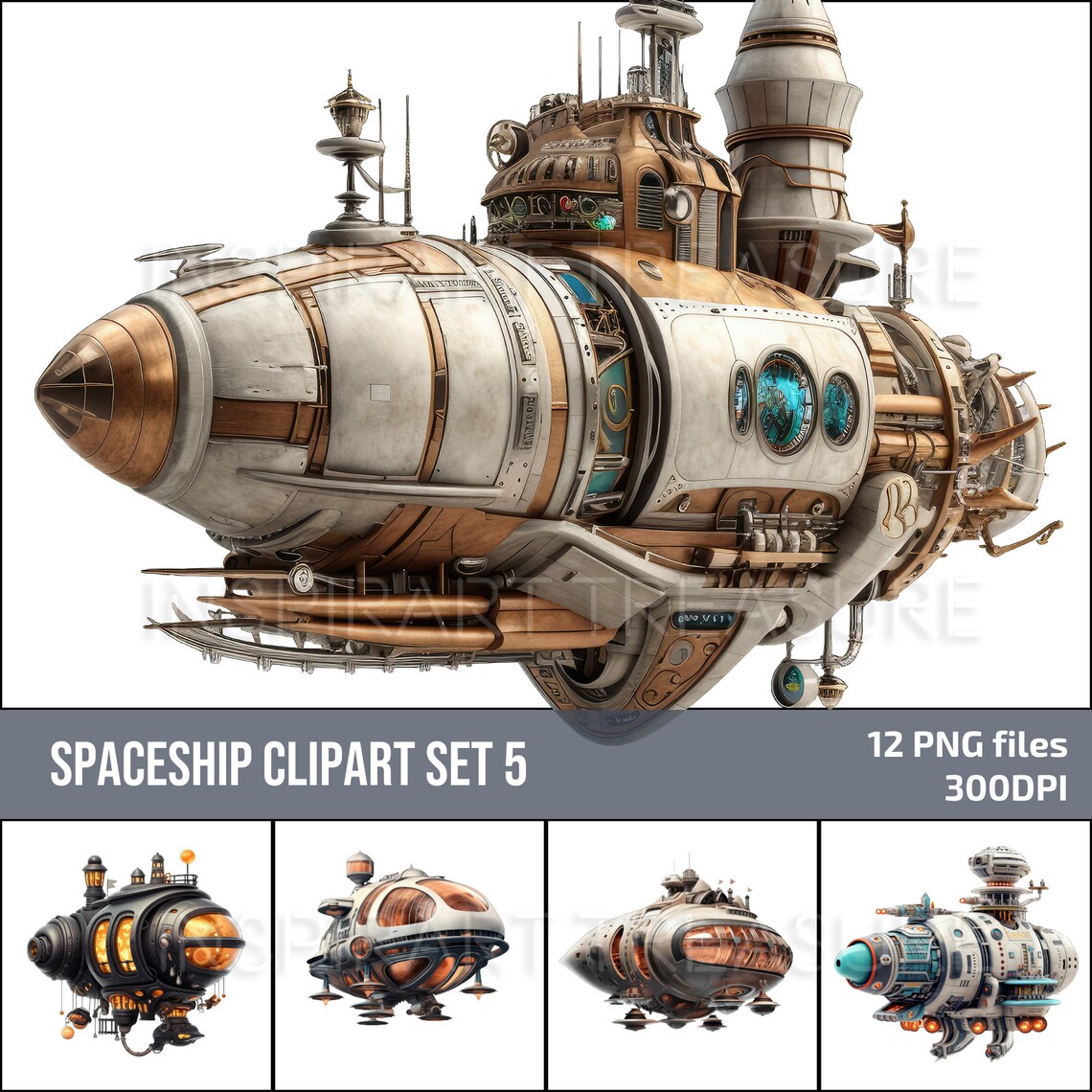 Watercolor Spaceship Clipart Spaceship Junk Journal Page, Digital ...