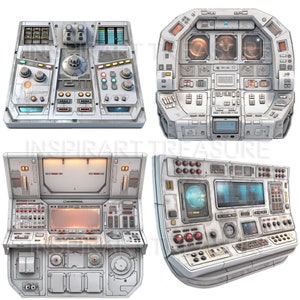 Watercolor Spaceship Control Panel Clipart Spaceship Junk Journal Page ...