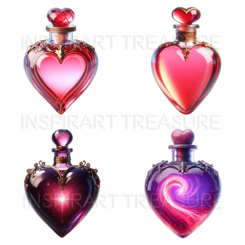 Whimsical Love Potion Bottle Clipart, Magical Potion Bottle, Digital ...