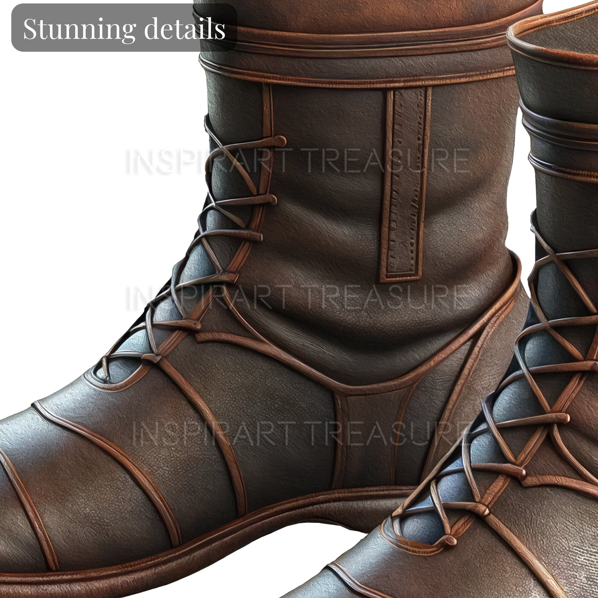 Botas de armadura de cuero digital Hombres Botas de combate Clipart ...