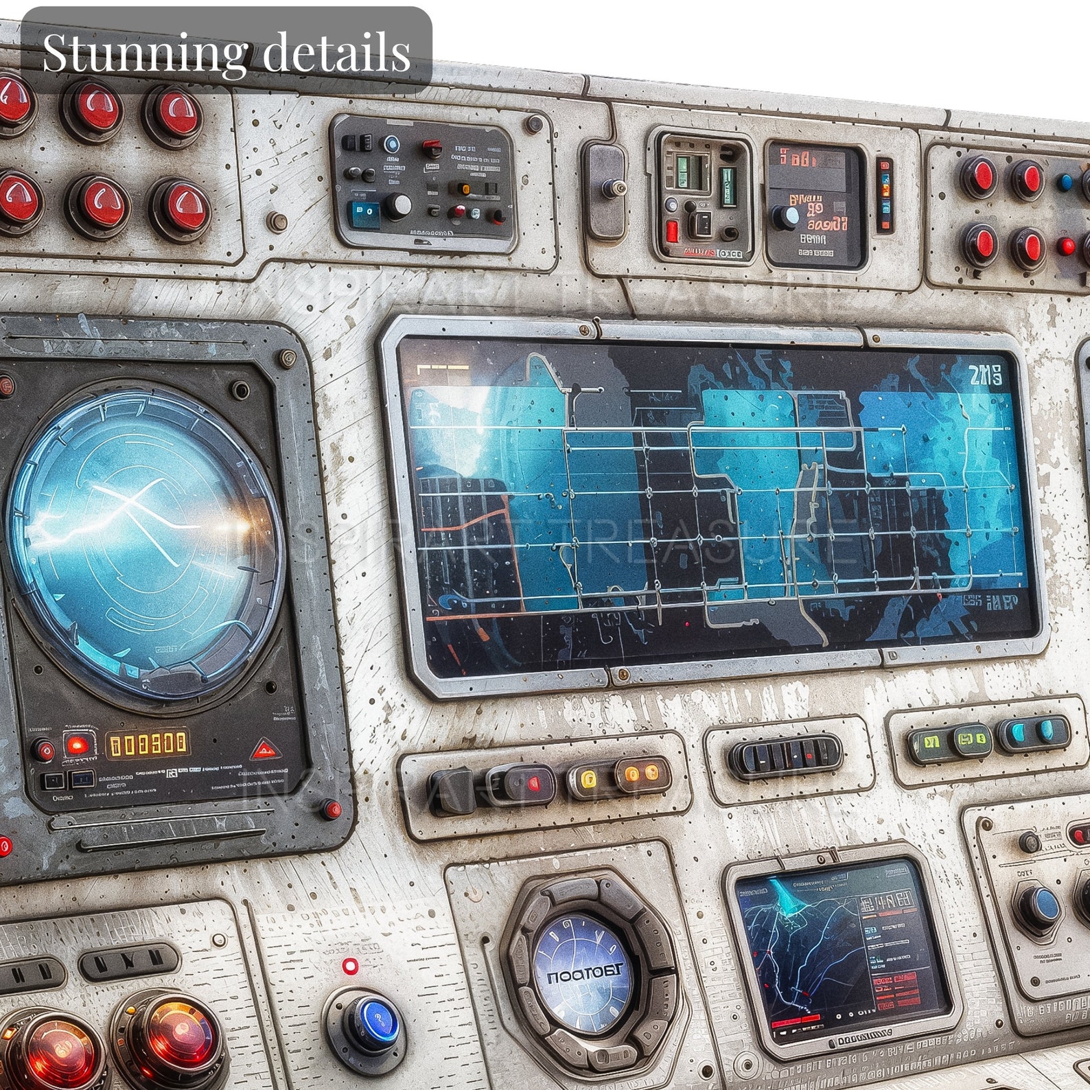 Watercolor Spaceship Control Panel Clipart Spaceship Junk Journal Page ...