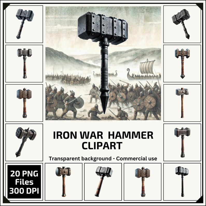 Medieval Combat Hammer Clipart Medieval Warrior War Hammer Ancient ...