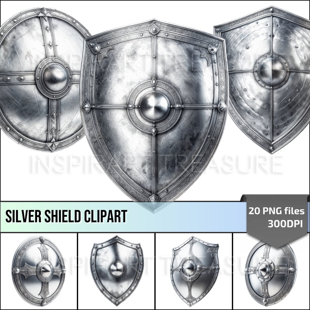 Silver Shield Clipart, Medieval Silver Knight Shield PNG for DIY ...
