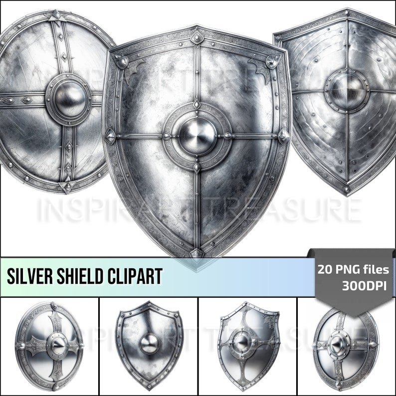 Silver Shield Clipart, Medieval Silver Knight Shield PNG for DIY ...