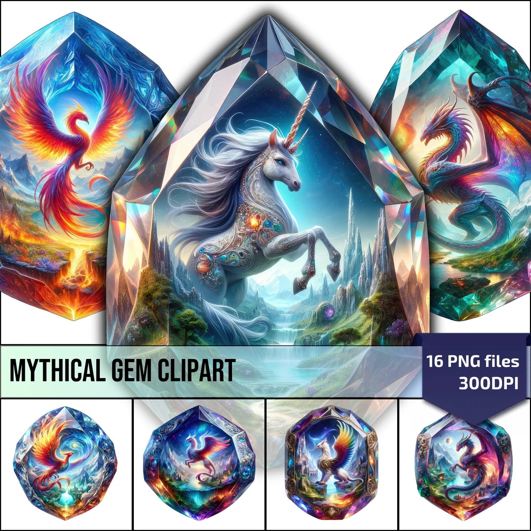Mythical Creatures Clipart, Crystal Gemstones PNG, Enchanting Fantasy ...