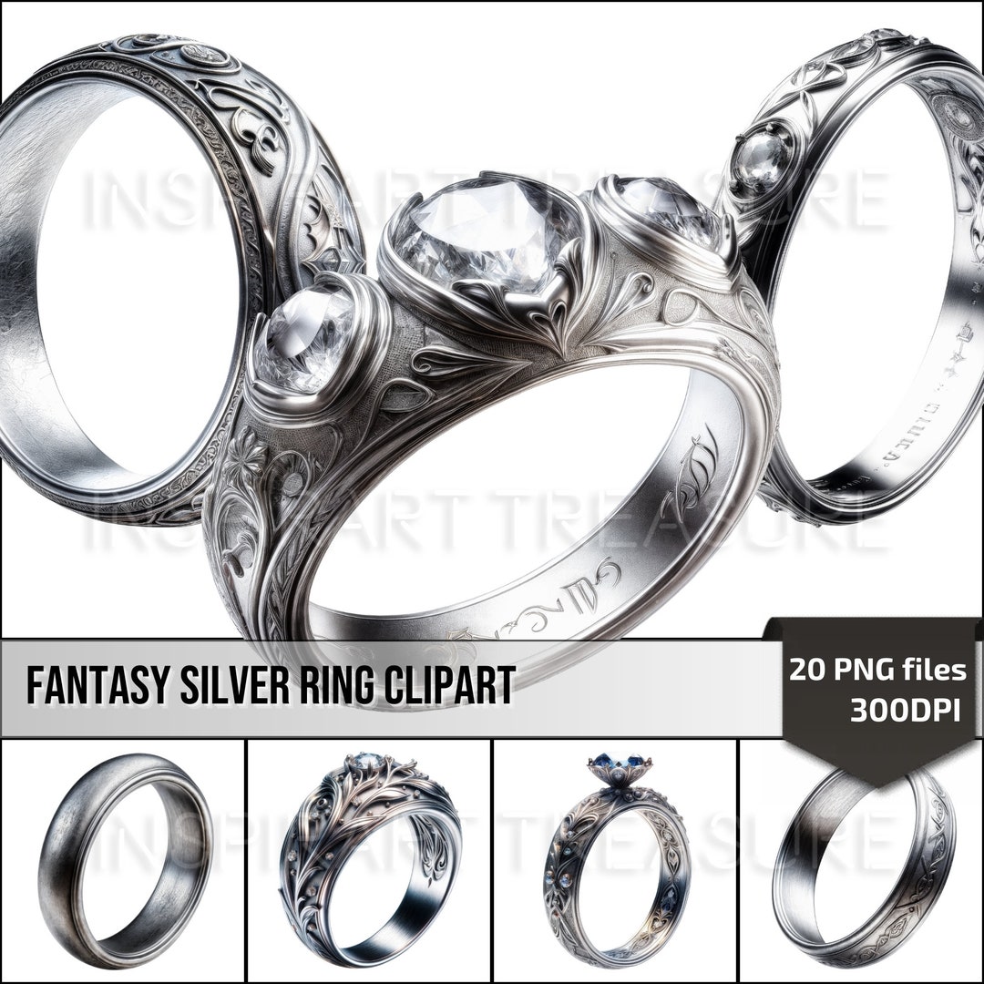 Fantasy Silver Ring Clipart Set, Magic Ring Clipart PNG Simple Ring ...