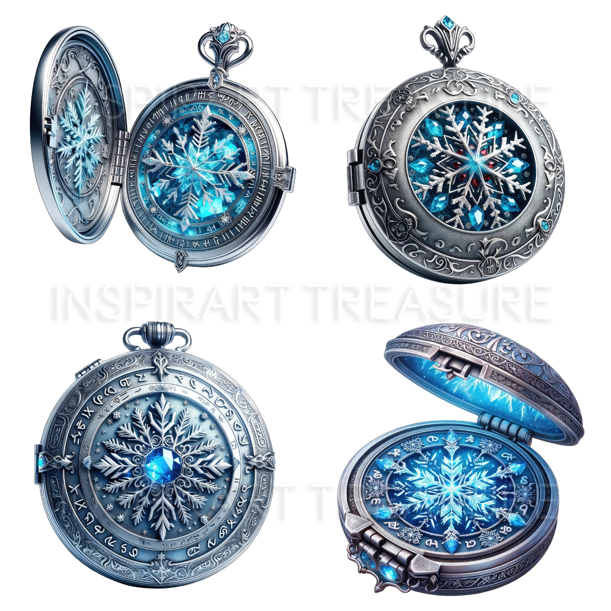 Enchanted Frost Locket Clipart, Enchanted Snowflake Digital Art ...