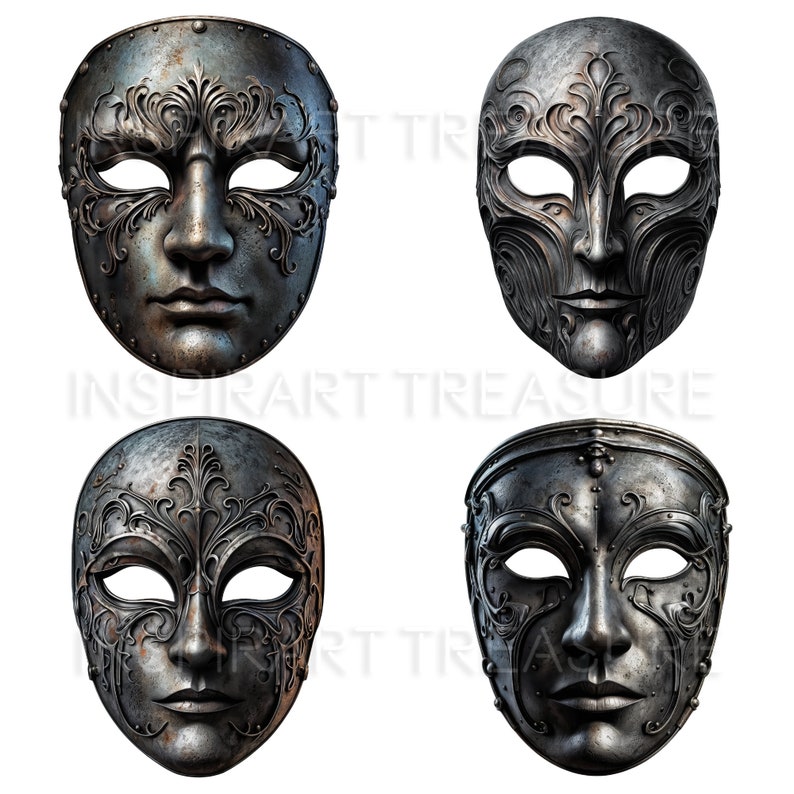 Iron Masquerade Mask Clipart PNG Carnival Masks for Man, Ideal for DIY ...
