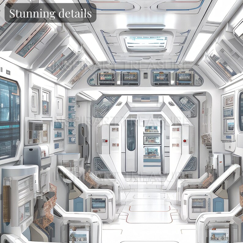 Sci-fi Clipart Space 02, Watercolor Spaceship Interior Clipart ...