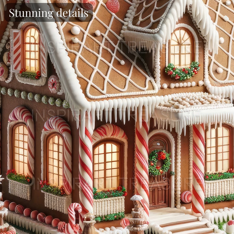 Gingerbread House Clipart With Marzipan Yard and Chocolate Fountain ...
