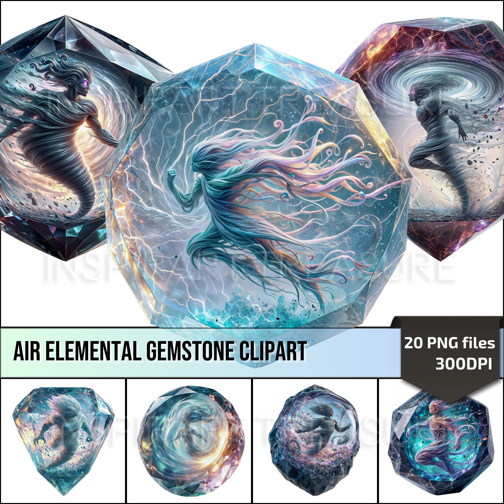 Air Elemental Gemstone Clipart, Air Element Crystal Gemstones PNG ...