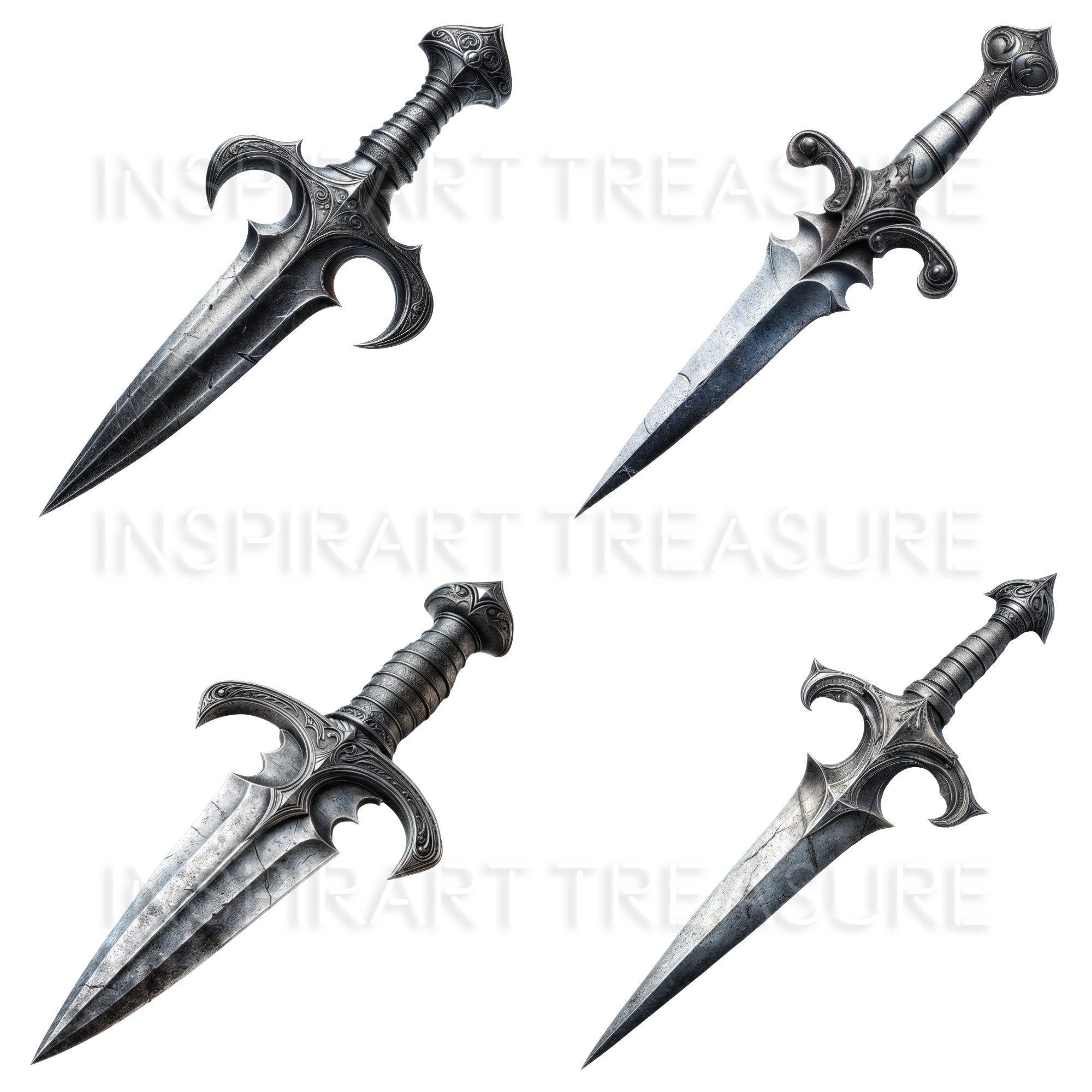 Fantasy Iron Dagger Clipart Bundle, Medieval Dagger Designs for DIY ...