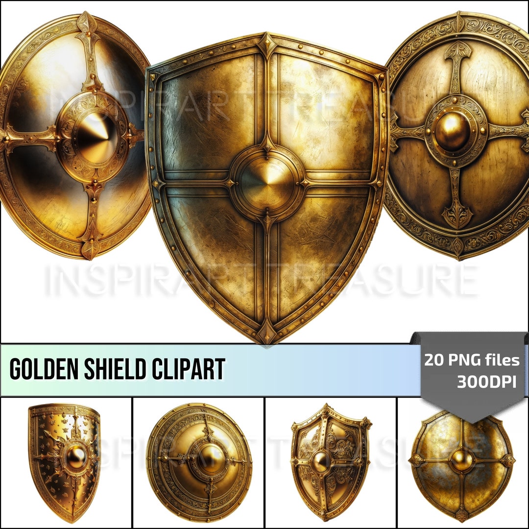 Gold Shield Clipart, Golden Knight Shield PNG for DIY Projects ...