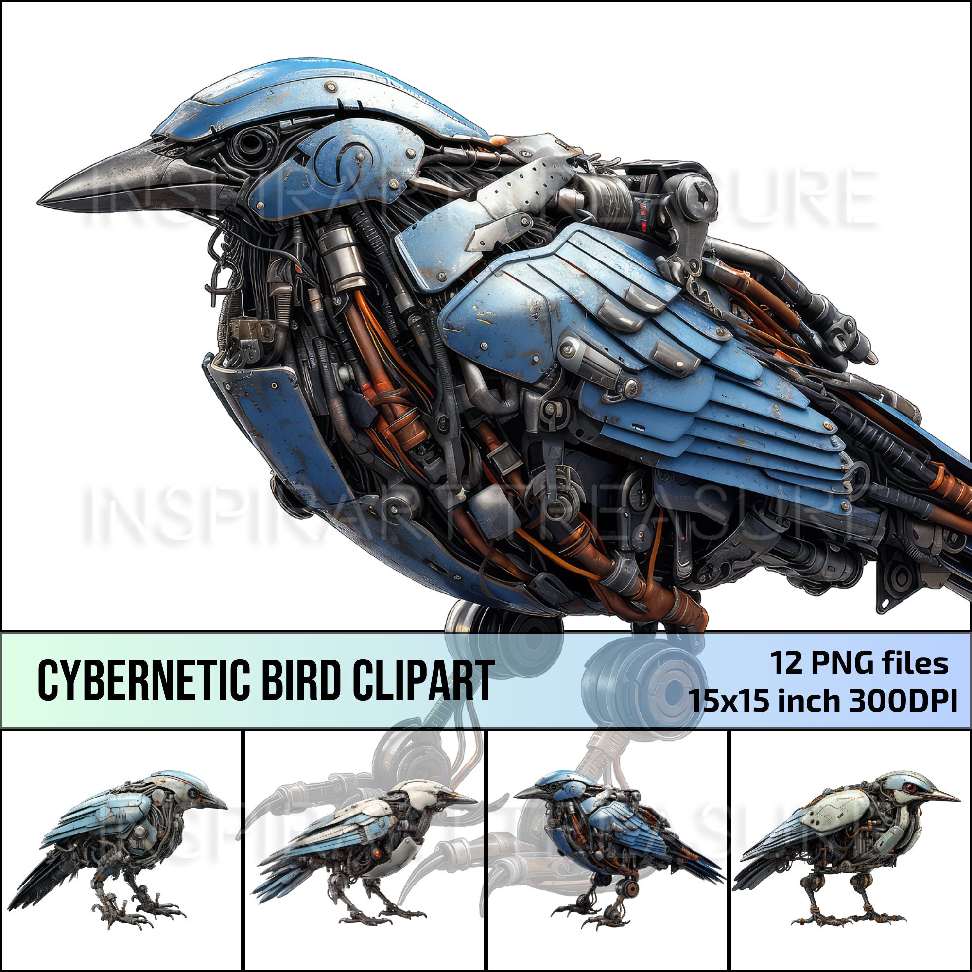 Futuristic Cybernetic Bird Clipart: Digital Art, Tech-inspired Avian ...