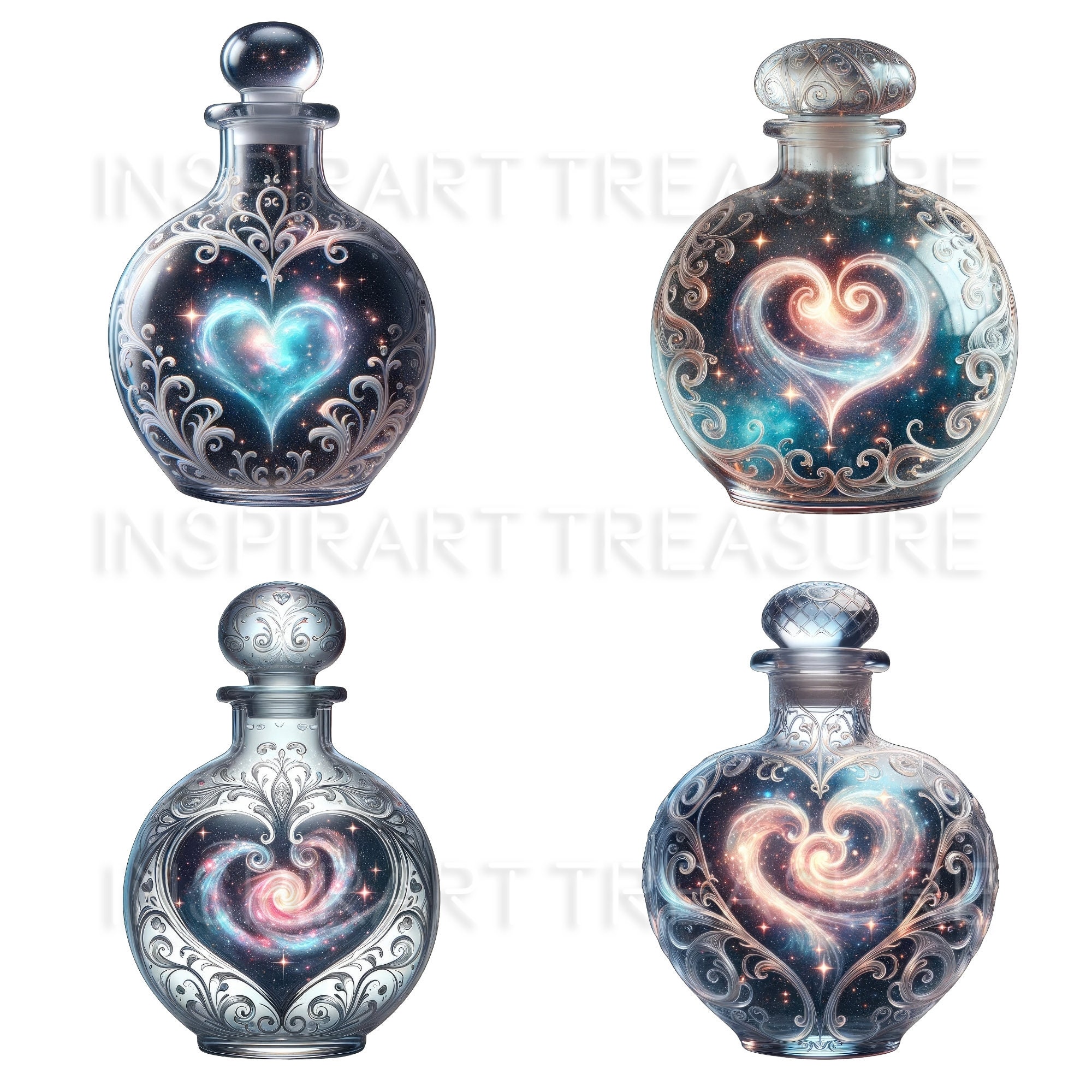 Watercolor Love Potion Bottle Clipart 2, Magical Potion Bottle, Digital ...