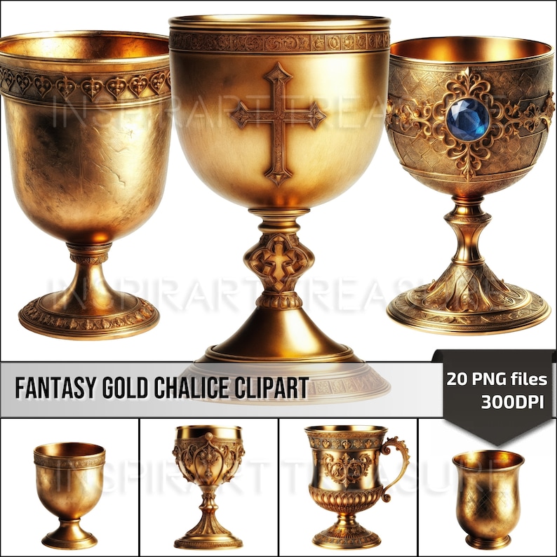 Fantasy Gold Wine Goblet Clipart PNG Medieval Ceremonial Chalice Gold ...