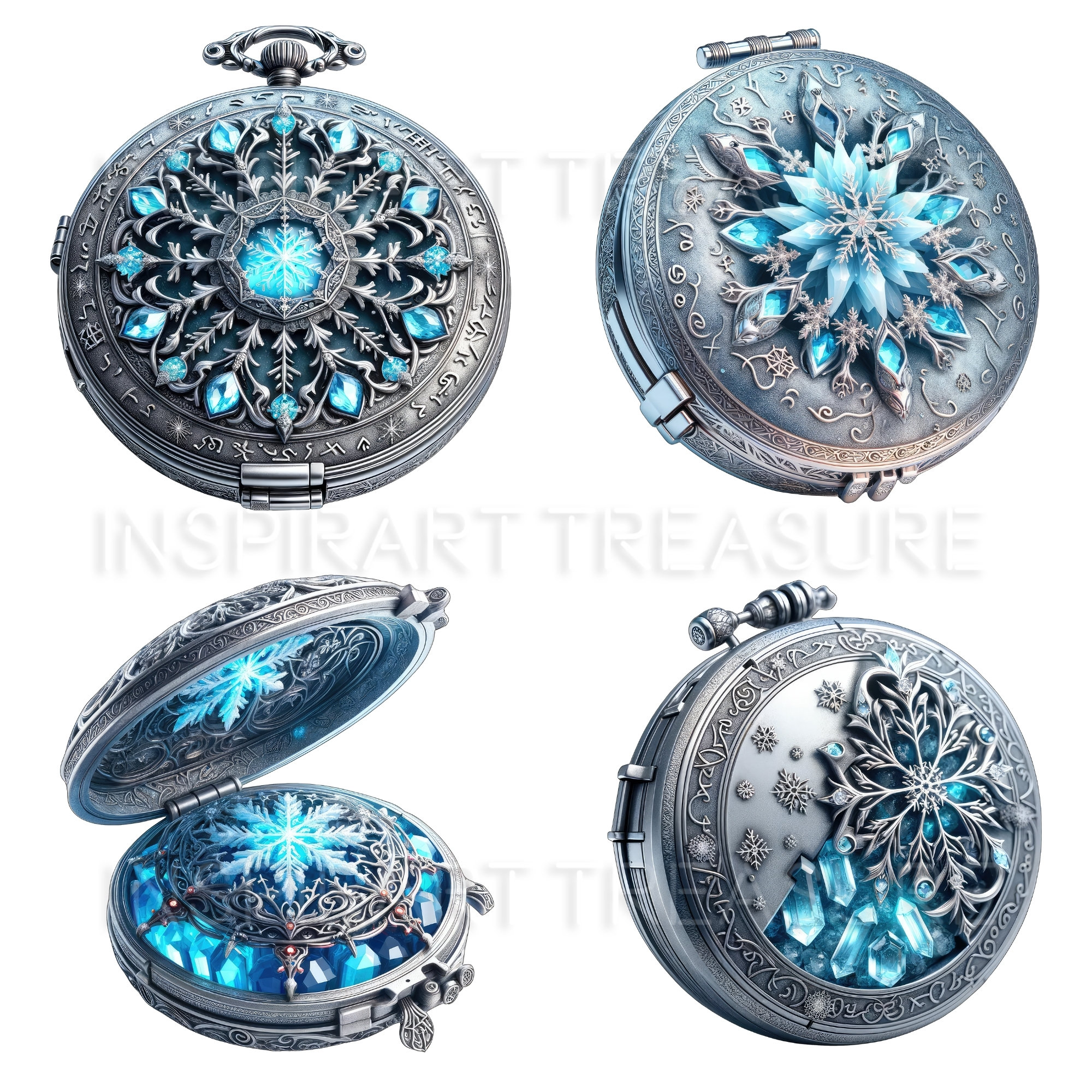 Enchanted Frost Locket Clipart, Enchanted Snowflake Digital Art ...