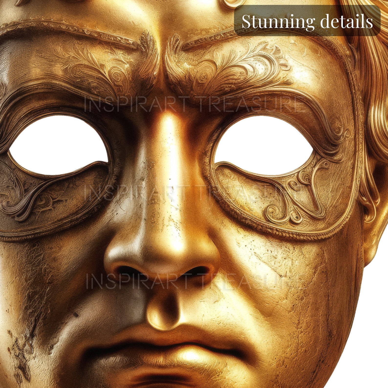Gold Masquerade Mask Clipart PNG Carnival Masks for Man, Ideal for DIY ...