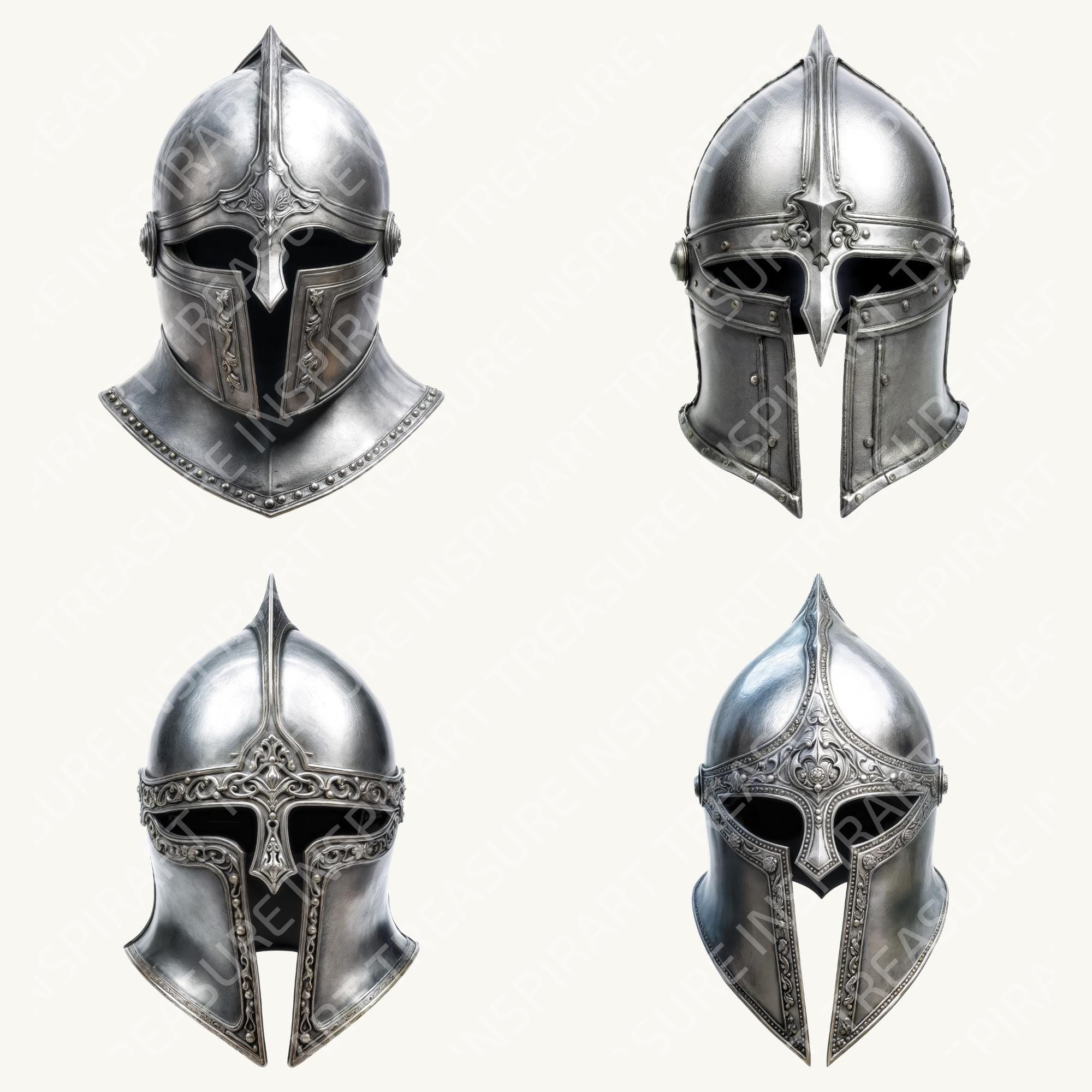 Fantasy Medieval Helmet Clipart Silver Warrior Helmet PNG Printable ...