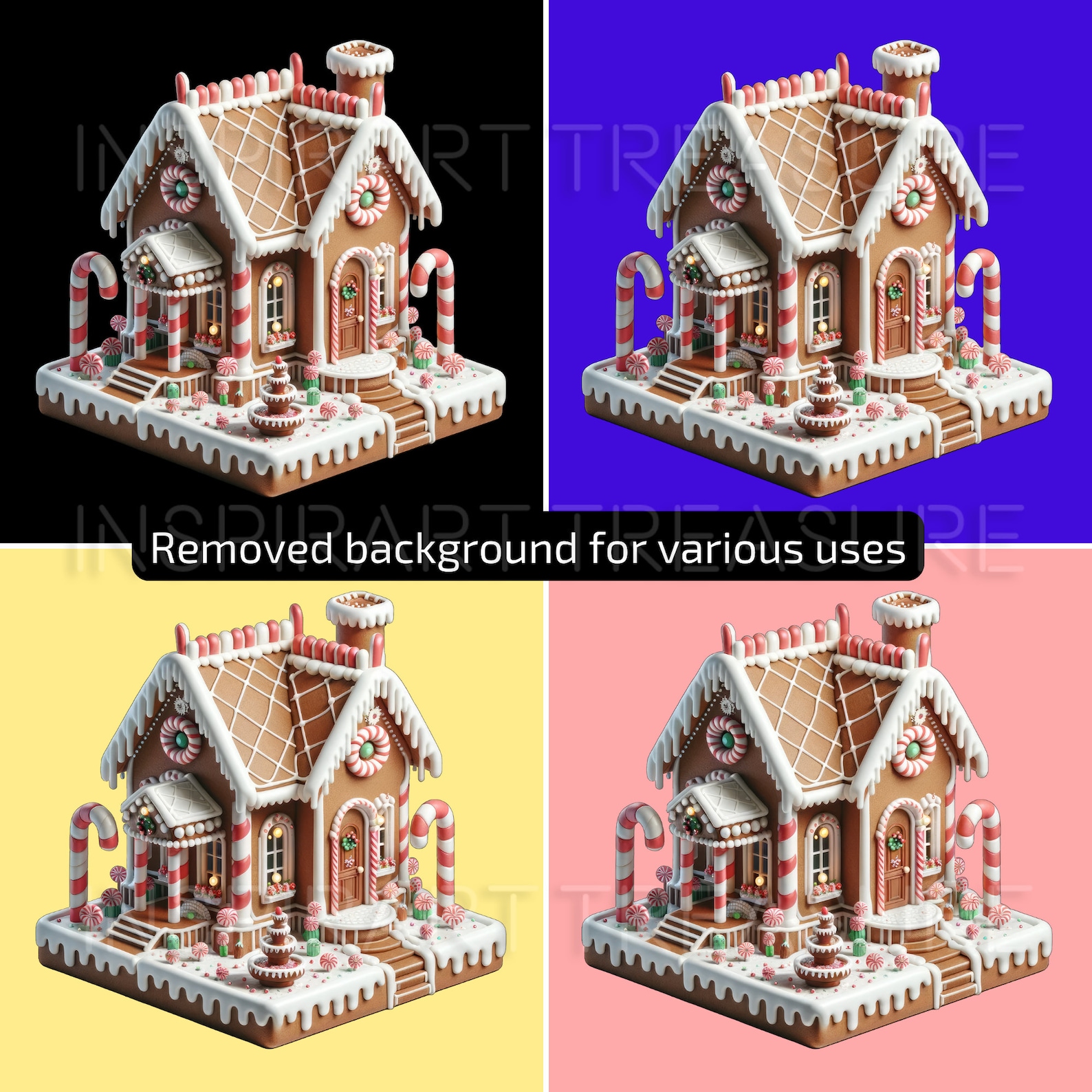 Gingerbread House Clipart With Marzipan Yard and Chocolate Fountain ...