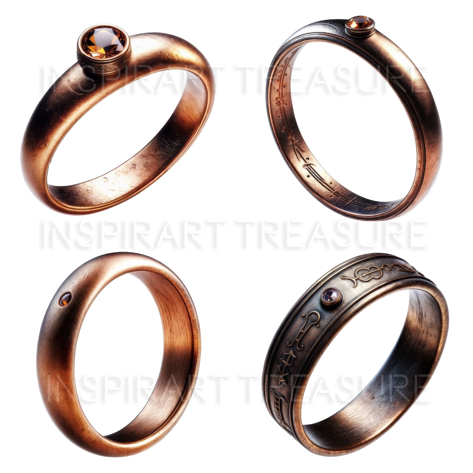 Fantasy Metal Ring Clipart Set, Magic Ring Clipart PNG Simple Iron ...