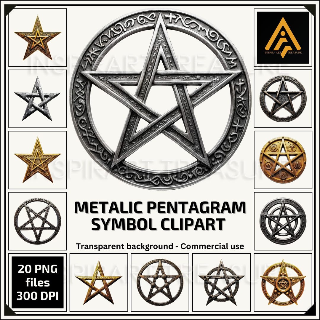 Metalic Wiccan Pentagram PNG Clipart Printable Ritual Item PNG Mystical ...