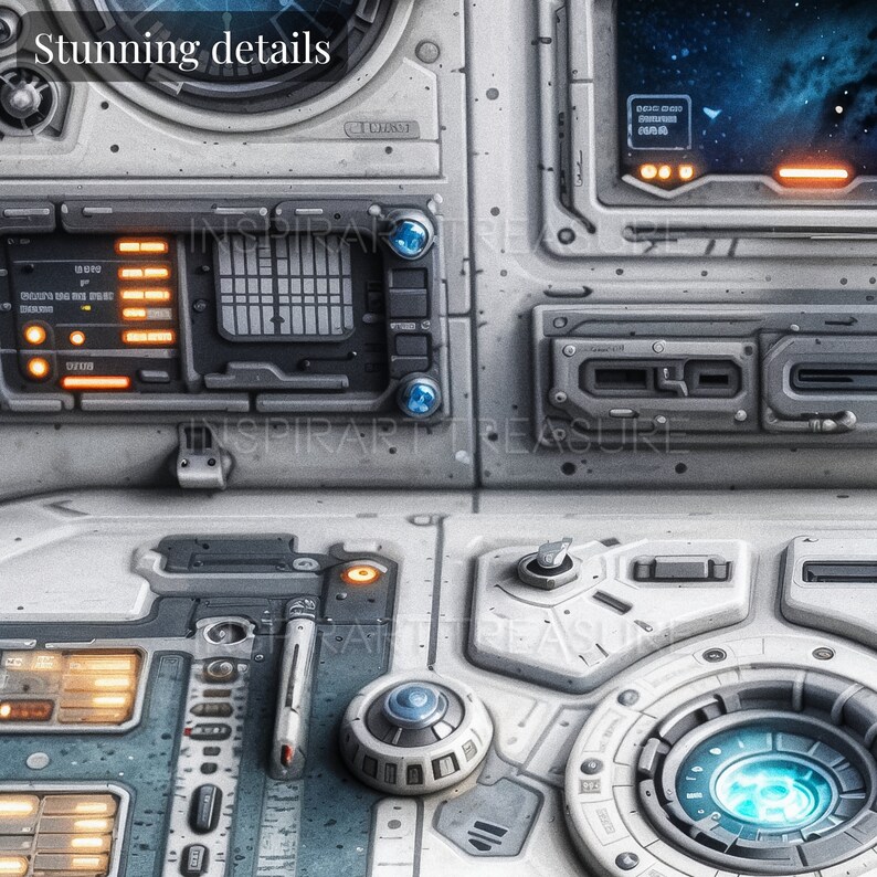 Watercolor Spaceship Control Panel Clipart Spaceship Junk Journal Page ...