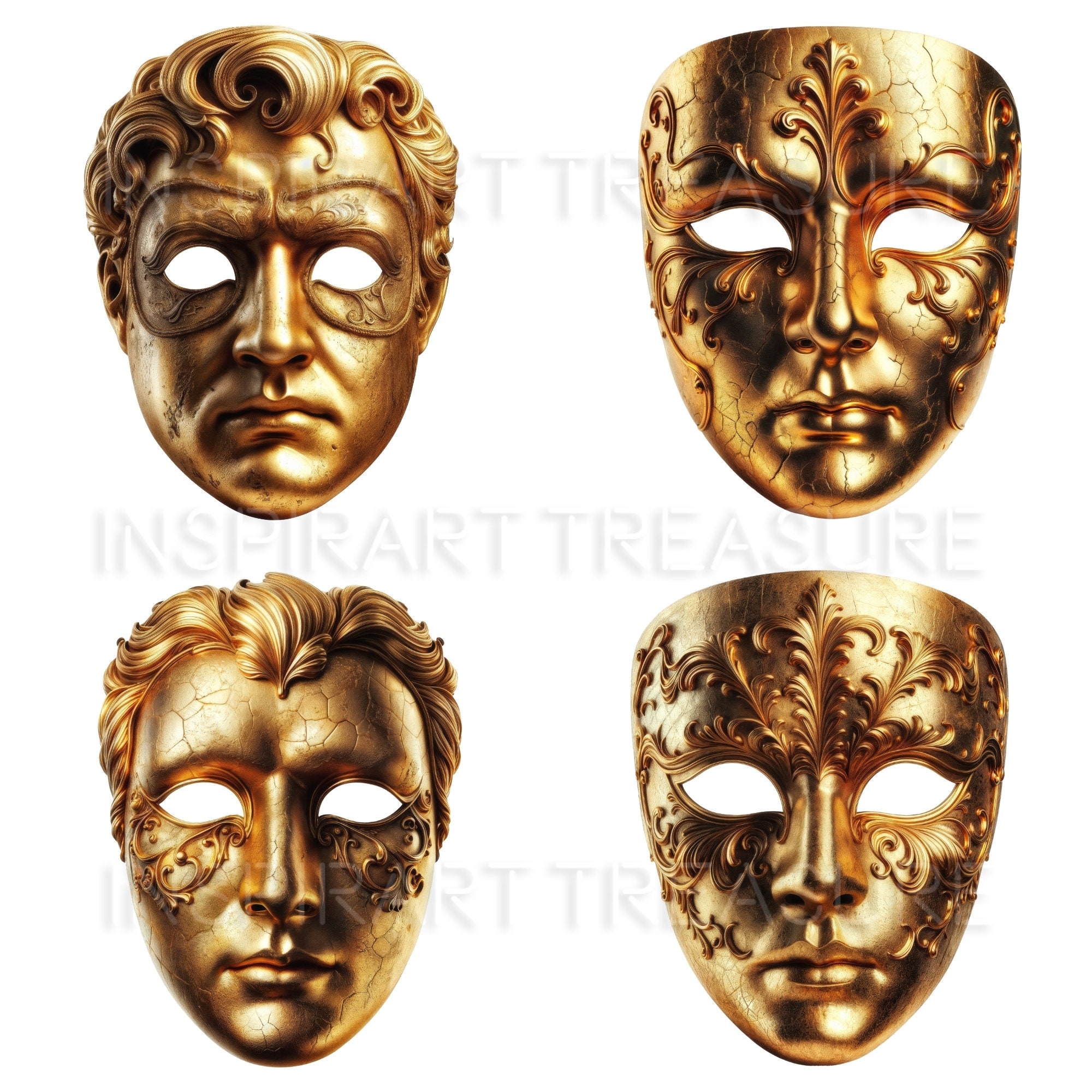 Gold Masquerade Mask Clipart PNG Carnival Masks for Man, Ideal for DIY ...