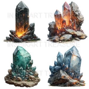 Watercolor Fairy Crystals Clipart, Fantasy Crystal Gems PNG, Fantasy ...