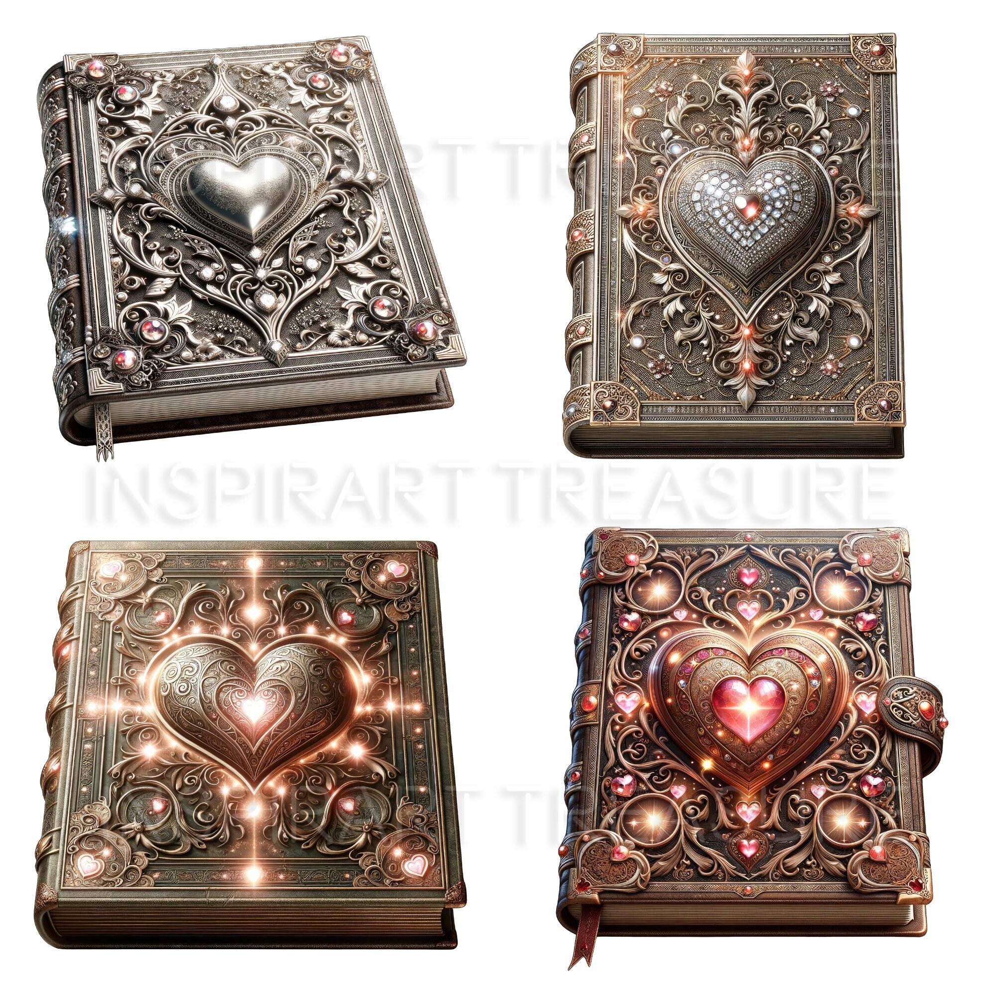 Magical Love Spellbook Clipart Enchanted Amour Tome, Ornate Heart ...