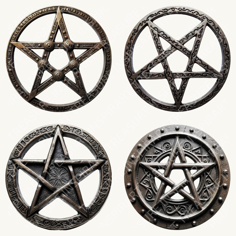 Metalic Wiccan Pentagram PNG Clipart Printable Ritual Item PNG Mystical ...