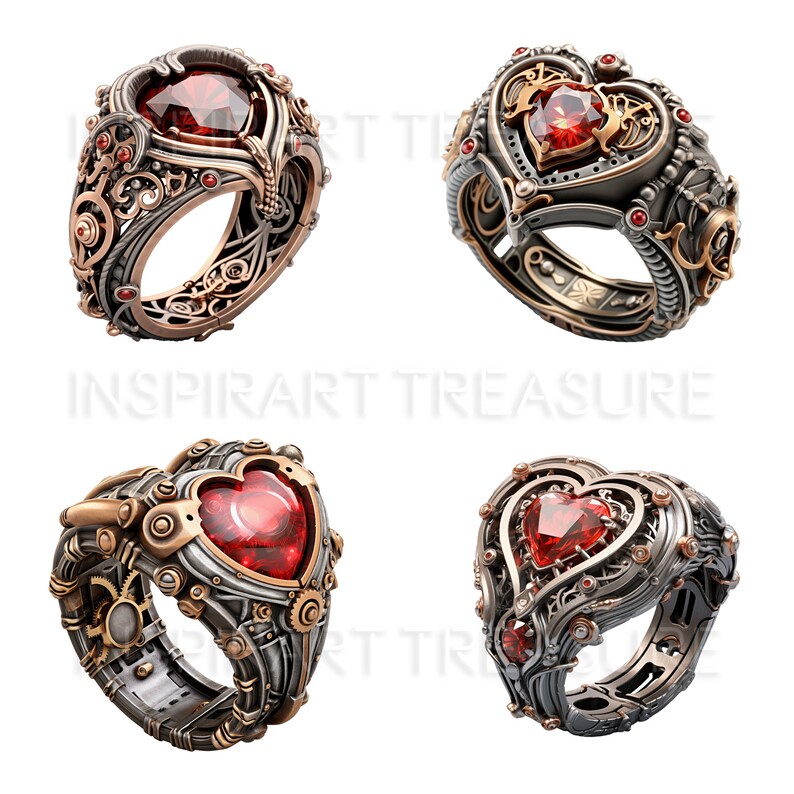 Magical Heart Rings Clipart, Elven Fairy Tale Bundle, Digital Scrapbook ...